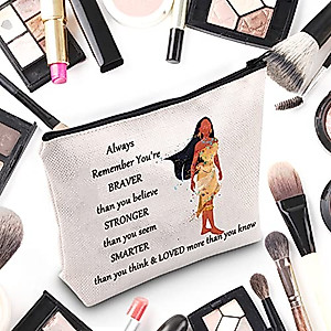 WZMPA Indian Princess Cosmetic Makeup Bag Princess Movie Fans Gift You Are Braver Stronger Smarter Than You Think Princess Makeup Zipper Pouch Bag For Women Girls (Always Poca)