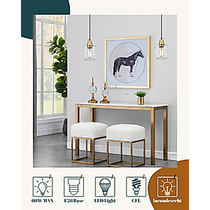 FOITTON Gold Pendant Light Fixtures, 1-Light Hanging Light Fixtures with Seeded Glass Shade, Adjustable Height, Modern Pendant Lighting for Kitchen Island Dining Room