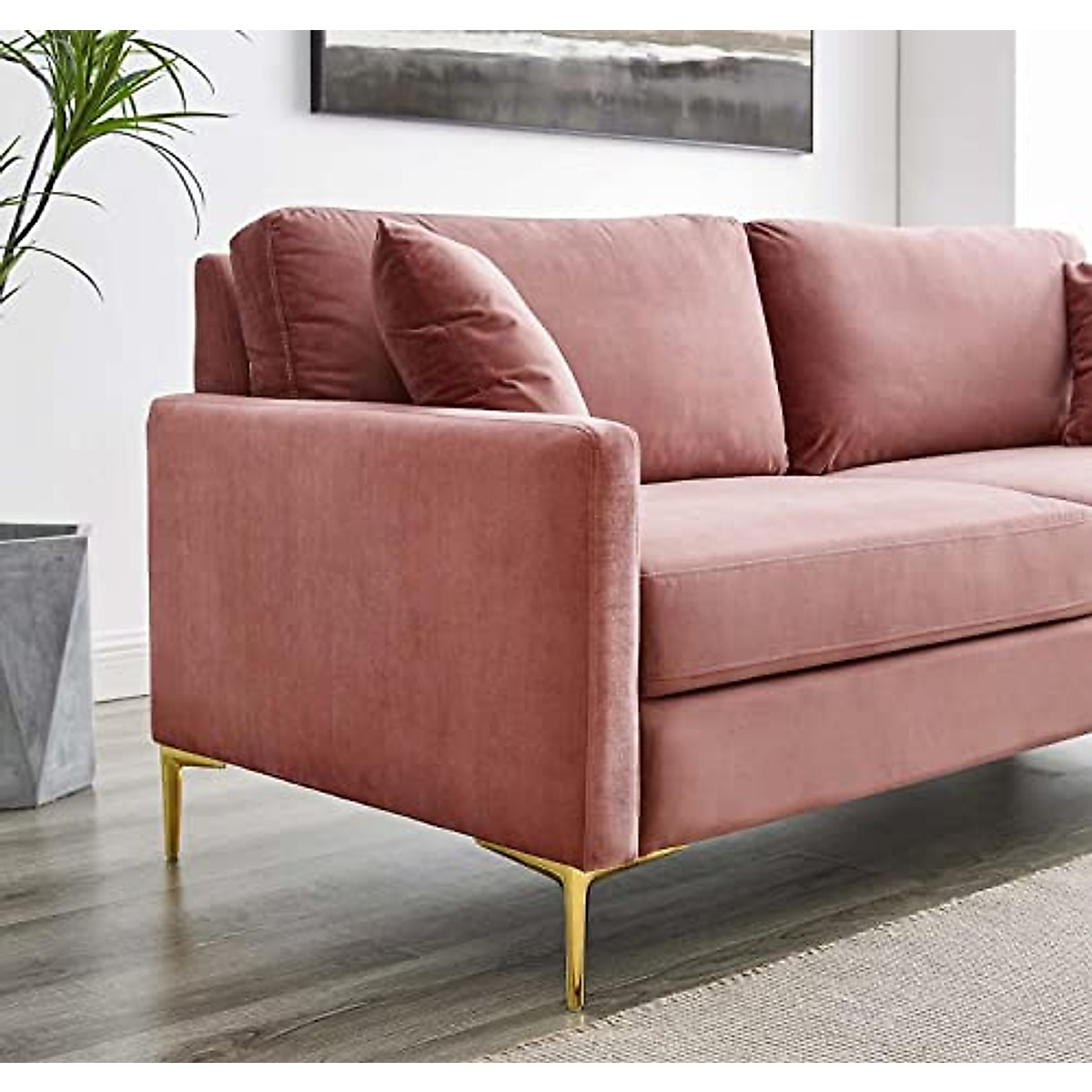 Modway Juliana Performance Velvet Upholstered Sofa, Dusty Rose