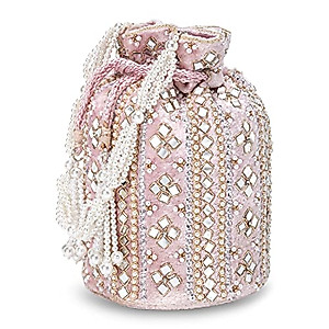 Aheli Indian Potli Bags for Women Evening Bag Clutch Ethnic Bride Purse with Drawstring (P25PK)