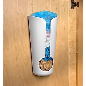 Spectrum Diversified, White Plastic Bag Holder, Wall Mount or Adhesive, Standard