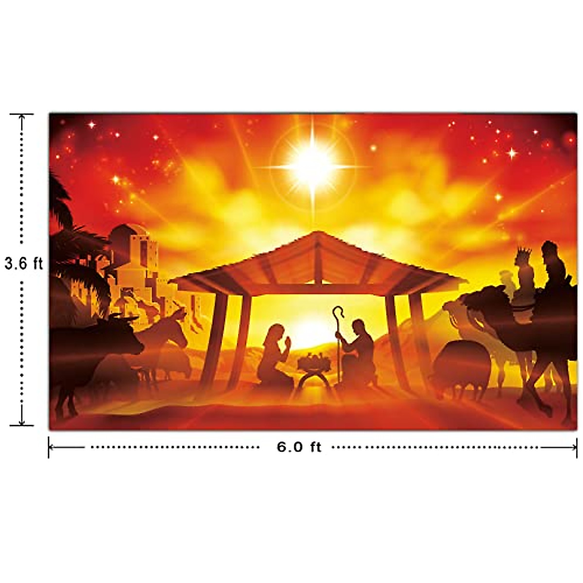Merry Christmas Holy Nativity 6.0 x 3.6 ft Religious Backdrop for Photo Manger Scene