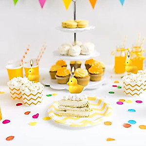 Coume 9 Pieces Yellow Duck Cake Candles Duck Birthday Decorations Cute Little Duckie Cupcake Candles for Kids Theme Birthday Party Baby Shower Decorations
