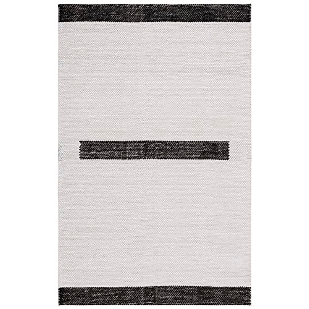 Safavieh Natura Collection Accent Rug - 4' x 6', Ivory & Black, Handmade Flat Weave Modern Stripe Wool, Ideal for High Traffic Areas in Entryway, Living Room, Bedroom (NAT324A)
