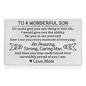 Stocking Stuffers for Men Son Gifts from Mom Graduation Gifts for Him Christmas Gifts for Men Adult Son Stocking Stuffers for Teens Boy Gift Ideas to My Son Birthday Card 21st Birthday Wallet Card