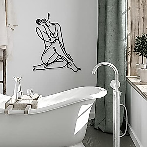 Photect 3 Pieces Metal Wall Art Decor Minimalist Abstract Woman Wall Art Modern Line Drawing Wall Art Decor Metal Female Single Line Wall Home Hanging for Bedroom Kitchen Bathroom Living Room (Black, Modern)