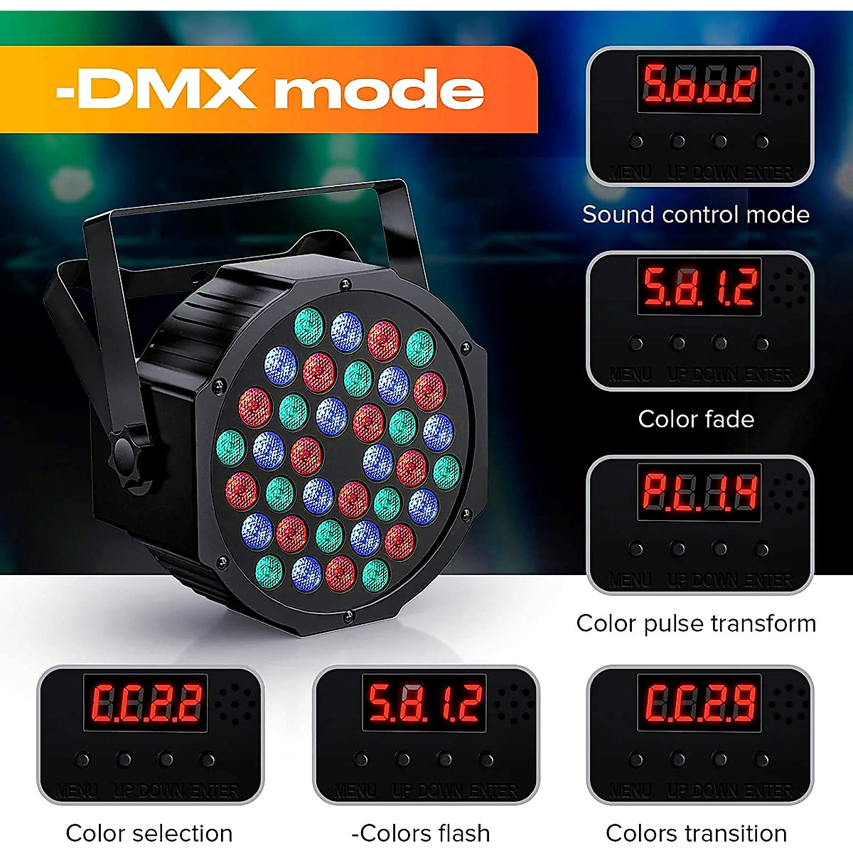 U`King 36W Rechargeable LED Stage Par Lights - 12 Pack, Battery Powered, RGB, Sound Activated, Remote Control, for Wedding, DJ Disco Events, Church Live Party