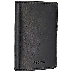 Secrid Men Slim Wallet Genuine Leather RFID Card Case Max 12 Cards, Black, 14mm slim