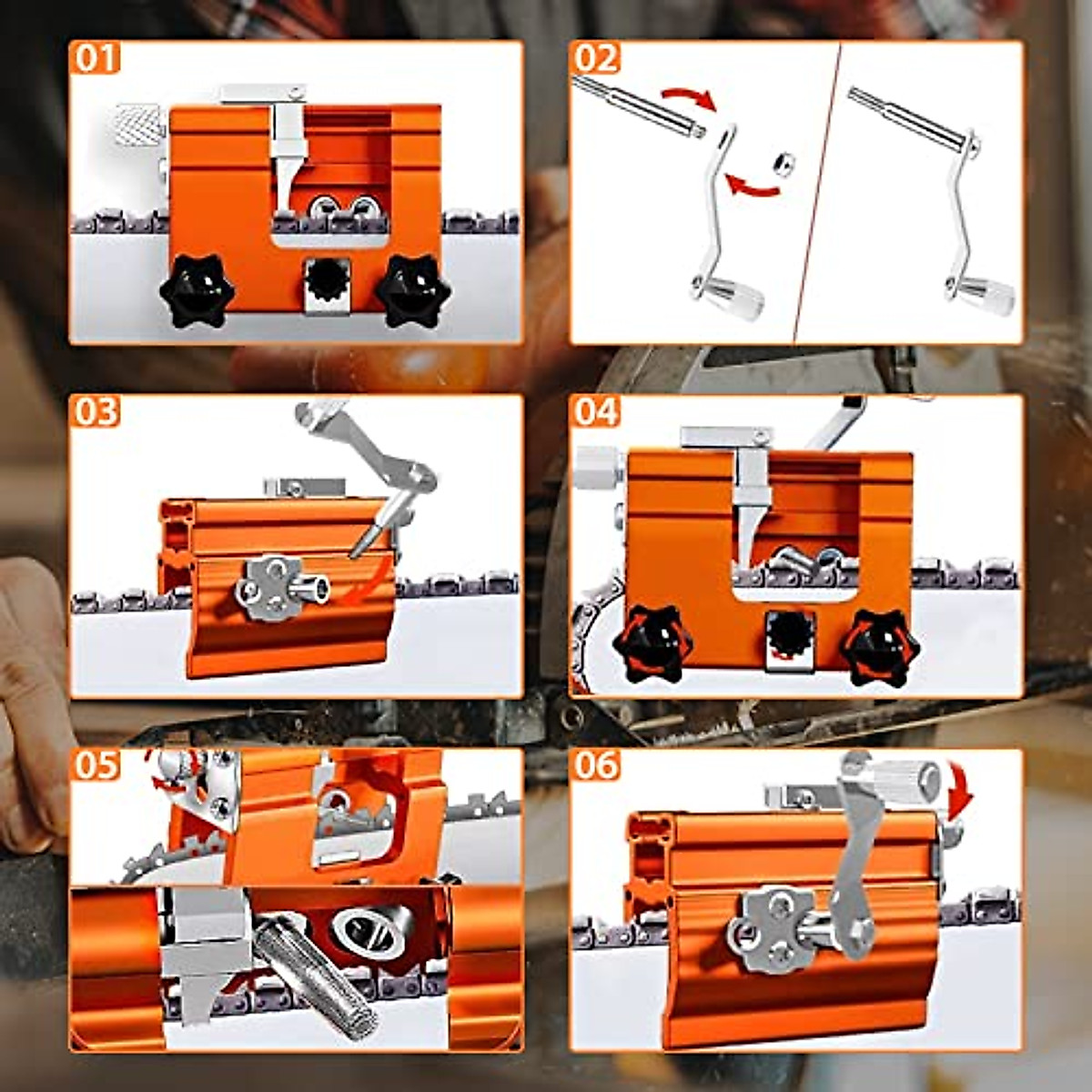 Chainsaw Sharpening Kit,Portable Chainsaw Sharpening Jig, Hand Crank Chainsaw Blade Sharpener Suitable for All Kinds of Chain Saws and Electric Saws, DIY Lumberjack, Garden Worker