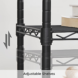 SONGMICS 3 Tier Printer Stand, Printer Table with Wheels, Rolling Printer Cart, Printer Desk with Metal Frame for Home Office, 16.1 x 12.2 x 26.8 Inches, Black ULGR303B01