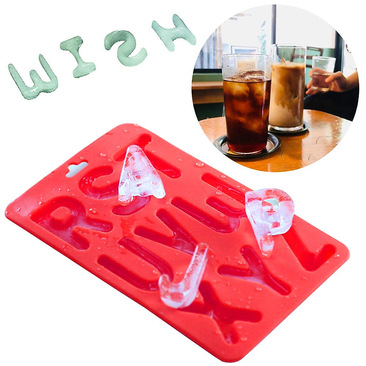 4 Pcs Silicone Numbers Alphabets Trays Molds, FineGood 26 letters & Numbers Candy Mould Biscuit Chocolate DIY Baking Pans Ice Cube Making Trays -green, brown, red, blue