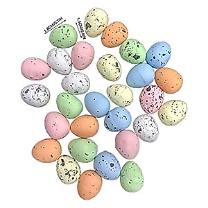 20pcs Easter Eggs Speckled Eggs Decorations Pastel Speckled Eggs Decorative Easter Eggs for Farmhouse Easter Spring Party Favors Basket Fillers Seasonal Table Setting Round Coffee (Yellow, One Size)