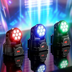 U`King Moving Head Light RGBW LED Stage Lighting Effect 7x10W Moving Heads Wash Lights by DMX and Remote Control with Professional Spotlight for DJ Disco Events Wedding Birthday Party Live Show Bar