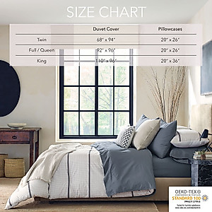 Nate Home by Nate Berkus 250TC 3-Piece Printed Shapes All-Season Cotton Duvet Cover Set | Bedding Set from mDesign - King Size - 1 Duvet Cover, 2 Pillow Shams, Pearl/Night (Taupe/Black)