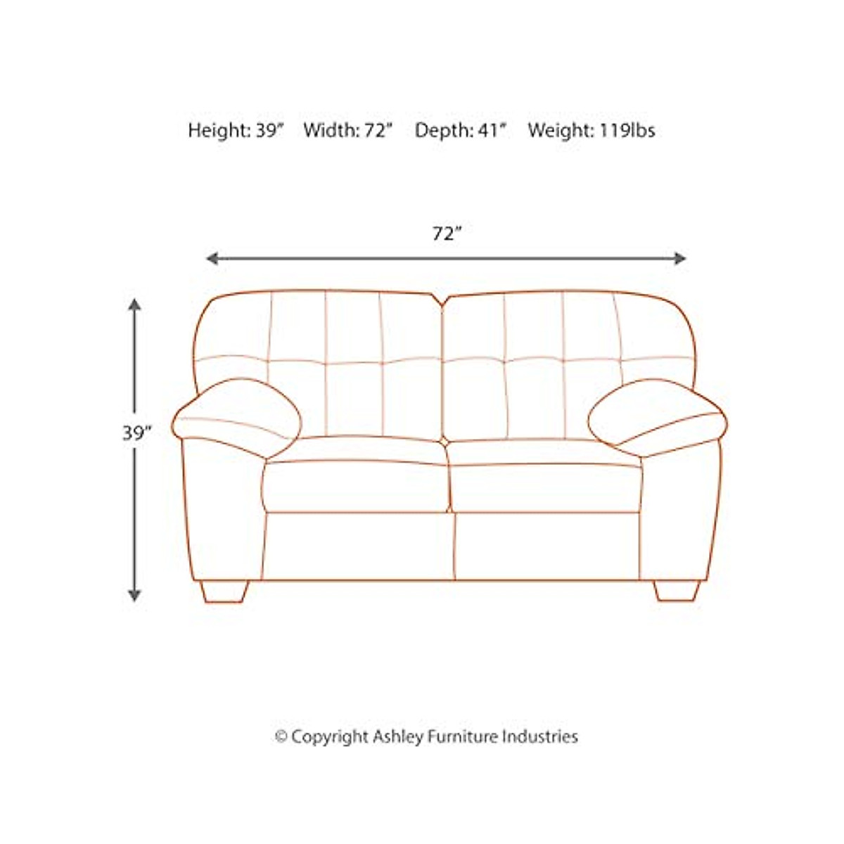 Signature Design by Ashley Accrington Plush Loveseat with Tufted Back, Brown