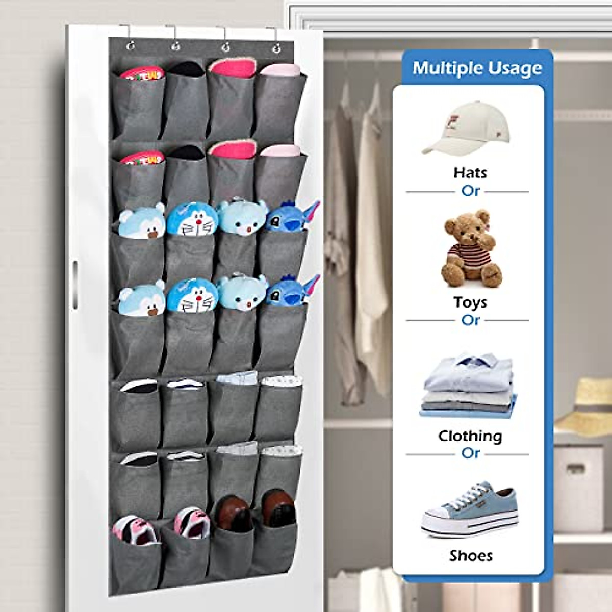 KEETDY 28 Large Pockets Over The Door Shoe Organizer and 12 Large Clear Pockets Hanging Shoe Organizer