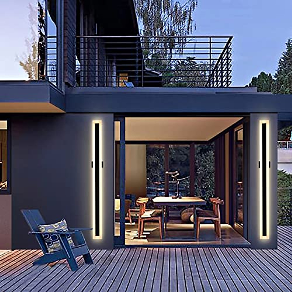 Aidenkid Outdoor LED Wall Lights Modern Wall Mounted Sconce Rectangular Long Strip Wall Lamps White Acrylic IP67 for Garden Terrace Background Wall (RGBCW, 67 INCH)