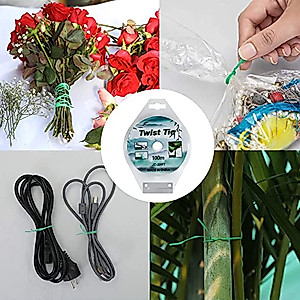 Toolazy 328ft (100m) Twist Tie Roll, PE Plastic Coated Twist Ties with Built-in Cutter, Garden Plant Twist Ties for Gardening, Plant Support, Home and Office Use