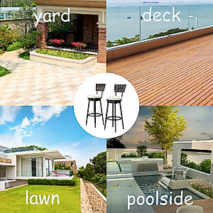 LOKATSE HOME Outdoor Swivel Bar Stools Set of 2 Chairs Armless for Pub Kitchen Cafe Patio Bistro, Beige