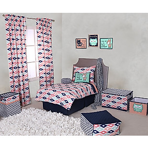 Bacati - Emma Aztec Coral/Mint/Navy 4 pc Toddler Bedding Set