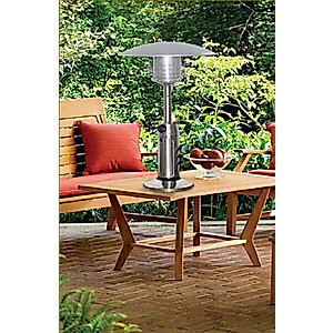 Hiland HLDS032-B Portable Table Top Patio Heater, 11,000 BTU, Use 1lb or 20Lb Propane Tank, Stainless Finish