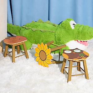 Viagem 7.1 Inch Step Stool Holds up to 200Lbs Suitable for Kitchen Bathroom Living Room Garden Playroom Classroom (Chocolate,Pumpkin), 19.5*19.5*18.5cm