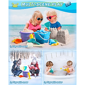 DISHIO Beach Sand Toys for Kids Sand Box Beach Toys with Mesh Bag,Sand Castle Bucket and Shovel,Sand Molds,Waterig Can, Sieve, Dinosaur Beach Toys Kit for Kids&Toddlers Outdoor Travel 18pcs