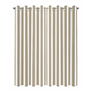 Outdoor Curtains for Patio Waterproof Stripe Indoor/Outdoor Curtain Tiebacks Khaki White Stripes Privacy Curtain Sun Blocking Farmhouse Grommet Drapes for Pergolas Gazebo Porch Balcony 2 Panel 54x84