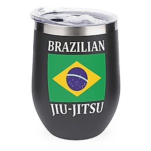 Brazilian Jiu Jitsu Wine Tumbler Travel Coffee Mug Stainless Steel Insulated Cup with Lid Gift for Men Women 12oz