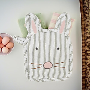 Mud Pie Bunny Pot Holder & Towel Set, Face, Holder 9" x 6" | Towel 12" x 12"