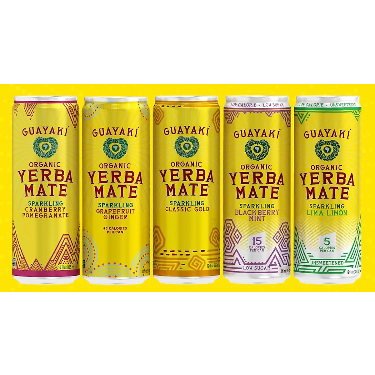 Guayaki Yerba Mate, Sparkling Clean Energy Drink Alternative, Variety Pack, 12oz Cans - 10 Pack