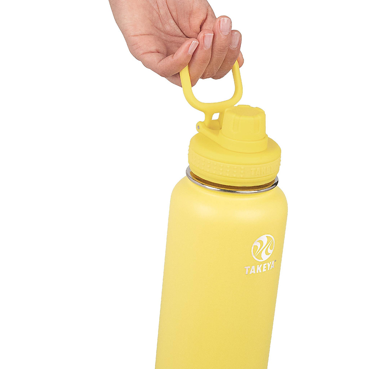 Takeya Actives 18 oz Vacuum Insulated Stainless Steel Water Bottle with Spout Lid, Premium Quality, Canary