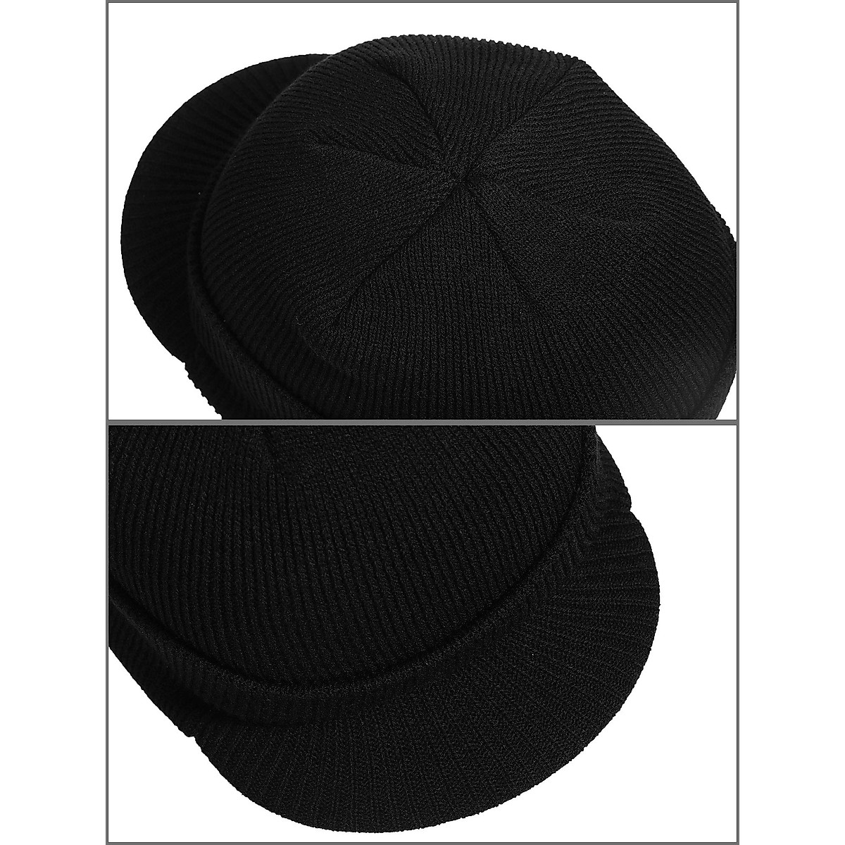 SATINIOR Men's Knit Cap with Brim Beanie Hat Warm Thick Hat for Outdoor (Black, Dark Gray, 2)