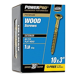 Power Pro Premium Exterior Wood Screws (#10 x 3") - 1lb Box