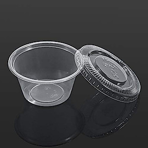Plastic Cups,round Meal Prep Containers Disposable Sauce Cup, Salad Dressing Containers For Sauce Condiment Snack Souffle And Salsa Pack Of 50 (2oz)