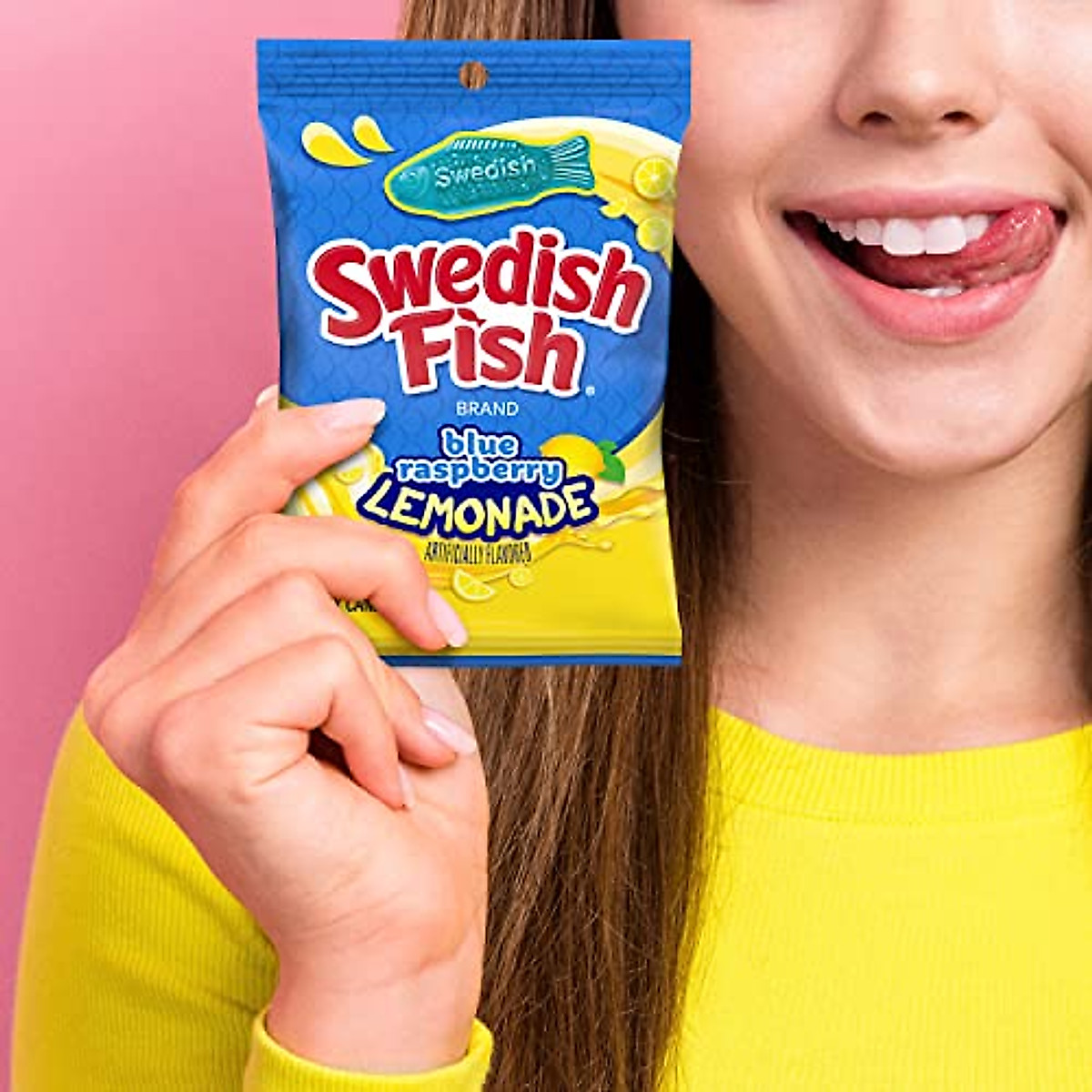 SWEDISH FISH Blue Raspberry Lemonade Soft & Chewy Candy, Bulk Candy, 12-8.04 oz Bags