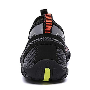 UBFEN Water Shoes Mens Womens Swimming Shoes Aqua Shoes Beach Sports Quick Dry Barefoot for Boating Fishing Diving Surfing with Drainage Driving Yoga 8.5 Women / 7 Men D Grey Orange