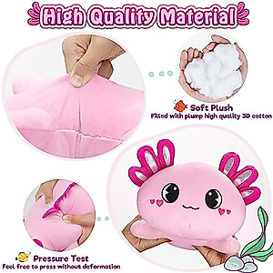 Officygnet Axolotl Plush, 13" Soft Stuffed Animal Plush Toy, Cute Axolotl Plush Pillow, Kawaii Plushies Dolls for Kids, Pink Axolotl Gift for Girls Boys