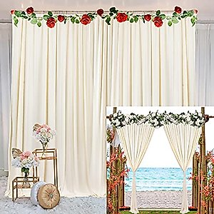 Champagne Backdrop Curtain for Parties Wedding Baby Shower Wrinkle Free Photo Curtains Backdrop Drapes Fabric Decoration for Bridal Shower 5ft x 7ft,2 Panels