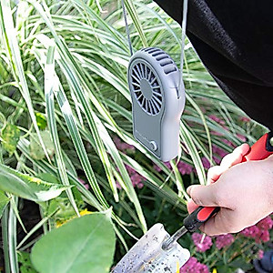 Simply Genius Personal Necklace Fan, Battery Operated, Portable Neck Fan for Cooling and Travel with Adjustable Lanyard, Grey