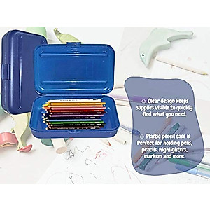 1InTheOffice Pencil Box, Translucent Blue, Plastic School Pencil Boxes, 4 Pack