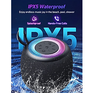 LENRUE F62 Portable Bluetooth Speaker with Bluetooth 5.3, RGB Lights, Stereo Sound & bass, Compact Size, IPX5 Waterproof, Lightweight Travel Speaker for Car Bicycle Bag and More Outdoor