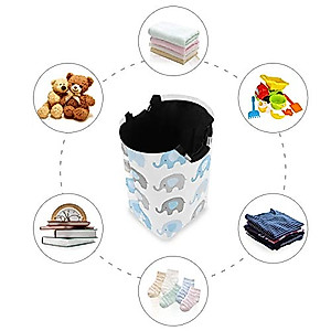 Blueangle Cute Elephant Laundry Hamper Waterproof Hamper Foldable Laundry Basket for Storage(12.6"x 11"x 22.7")
