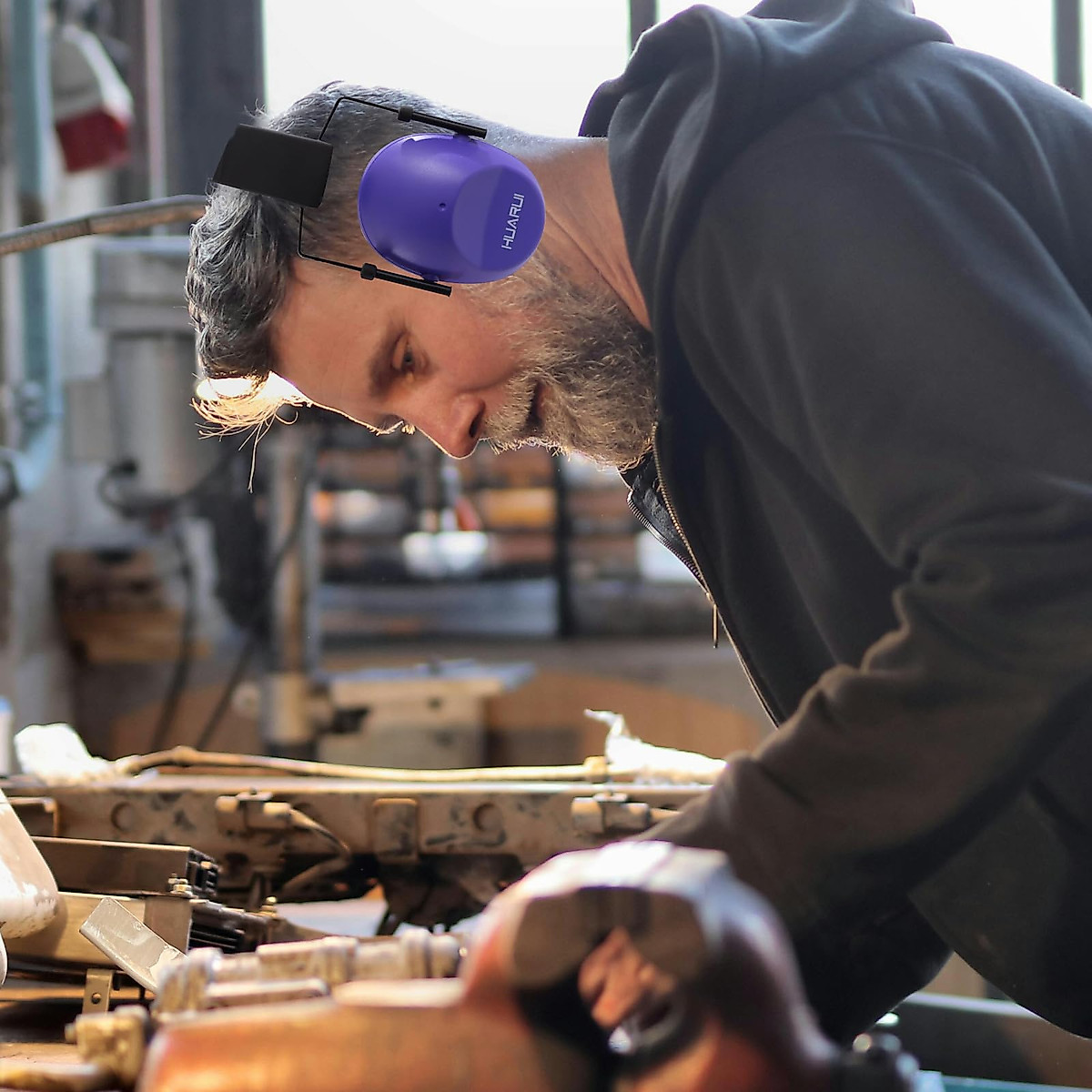 HUARUI Noise Cancelling Ear Muffs, Ear Protection Safety Earmuffs for Shooting, Noise Reduction for Adults Kids Autism Hearing Protection (Light Purple)