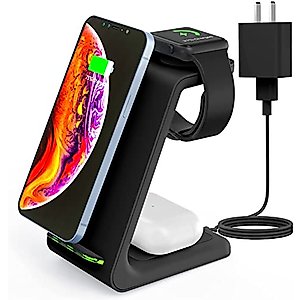 Wireless Charging Stand, 3 in 1 Wireless Charger Dock Station for Apple Watch 6 SE 5 4 3 2, Airpods 2/Pro, iPhone 13Pro Max/13 Pro/13/12/12PRO/11/11 Pro/X/Xr, Qi-Certified Phones