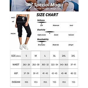 SPECIALMAGIC Women's Sweatpants Cropped Jogger French Terry Running Pants Lounge Loose Fit Drawstring Waist with Side Pockets Black M