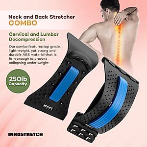 Innostretch Back & Neck Stretcher Set - Two-in-One Solution for Lower Back and Neck Pain Relief - 3 Adjustable Arch Levels - Release and Take Control of Your Spinal Health