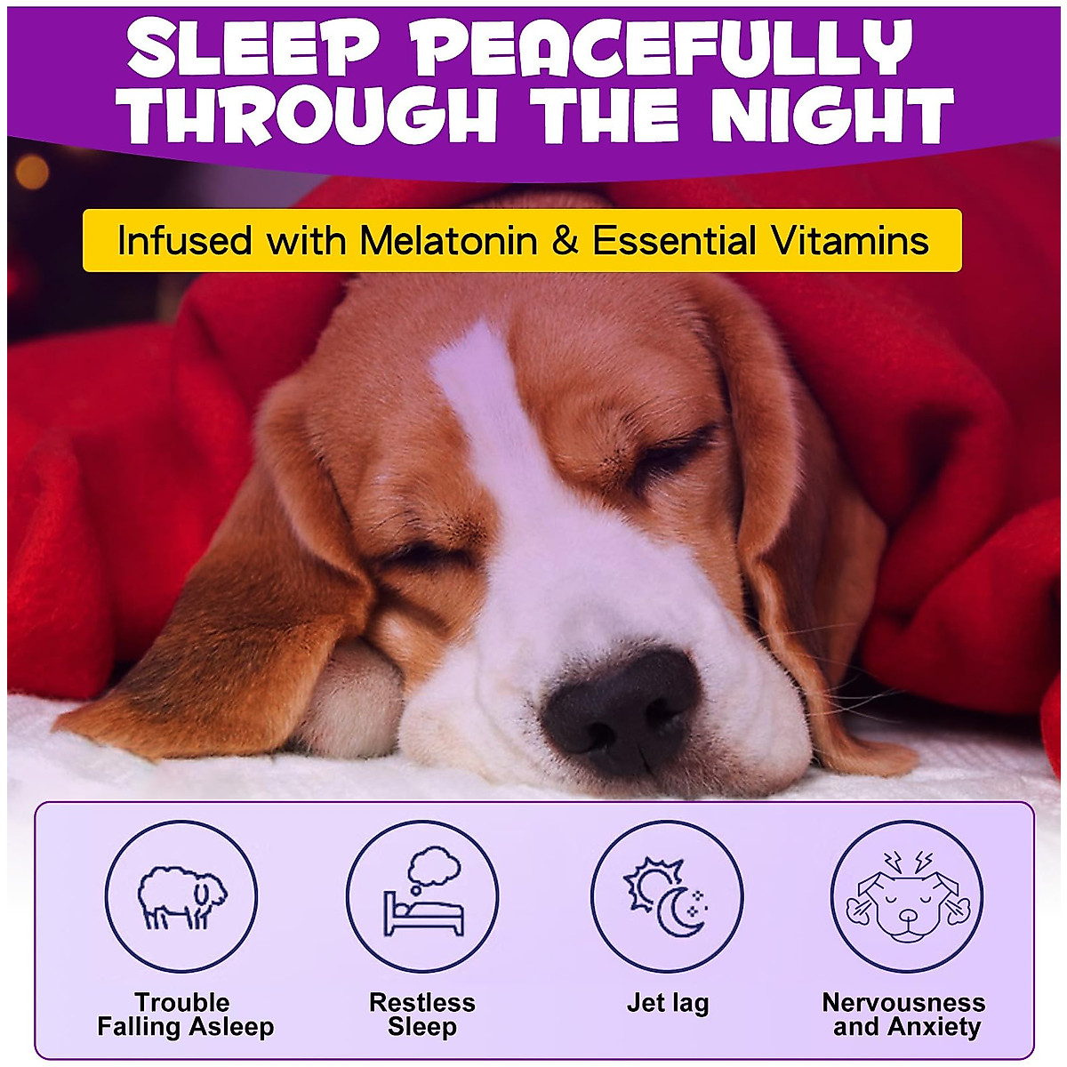 Melatonin for Dogs - Dog Melatonin - Dog Melatonin for Small Dogs - Cat Melatonin - Anxiety & Stress Relief - Promote Relaxation & Deep Sleep for Cat & Dog