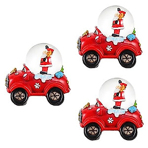 VOSAREA 3 pcs Christmas Crystal Ball Table top Decor Christmas Ornament Decor for Table Christmas Water Snow Globe Gifts for Cars Christmas Globe Decor Resin Luminous Crystal Ball Shine