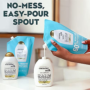 OGX Nourishing + Coconut Milk Conditioner Refill Pouch for Strong Healthy-Looking Hair, 36 Fl Oz